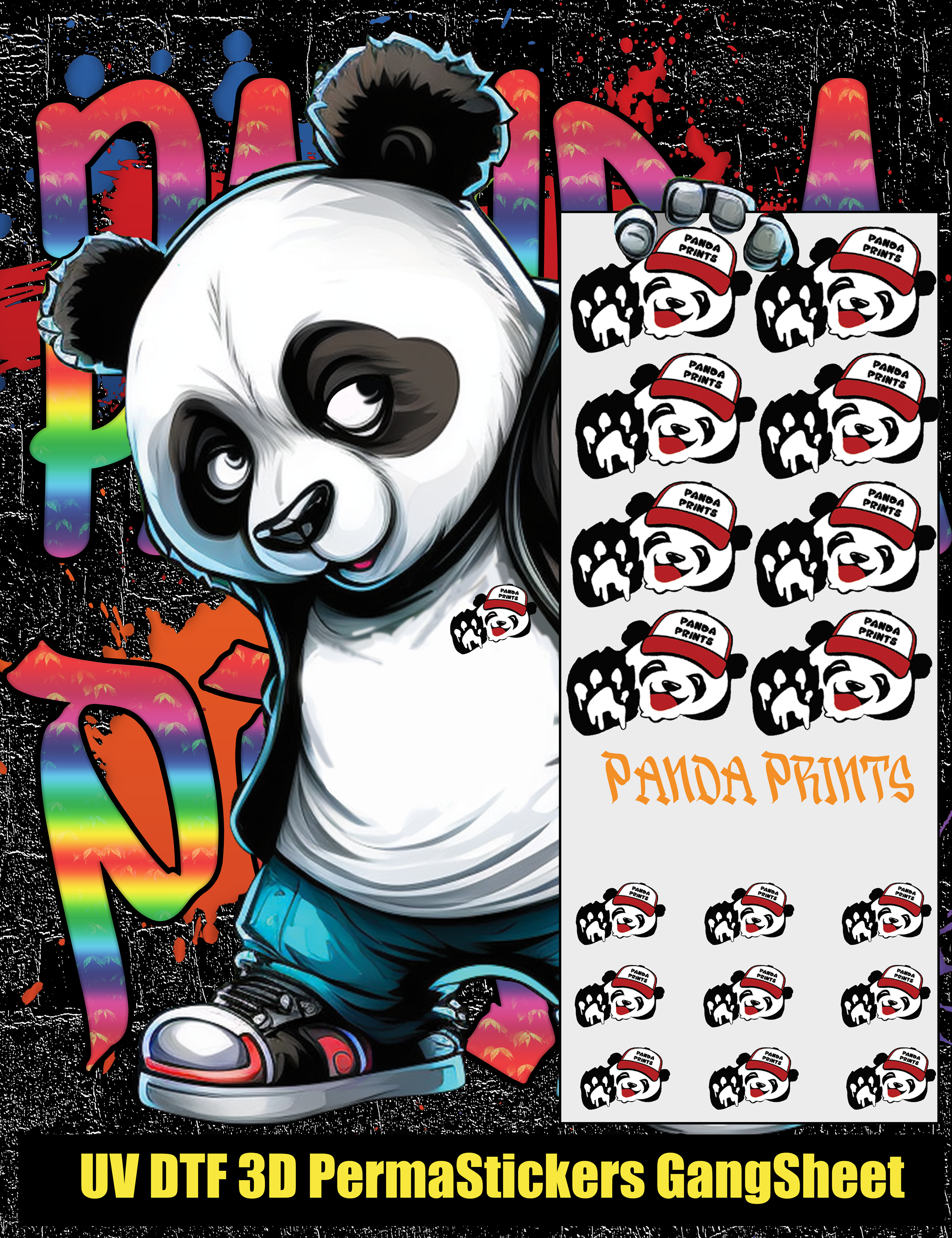 UV DTF 3D Perma-Sticker Decal Gang sheet. | Panda Prints